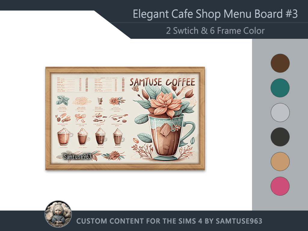 Elegant Cafe Shop Menu Board #3 Samtuse963 - The Sims 4 Build / Buy ...