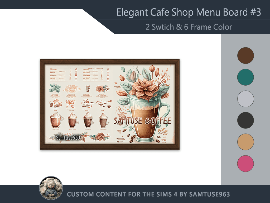 Elegant Cafe Shop Menu Board #3 Samtuse963 - The Sims 4 Build / Buy ...