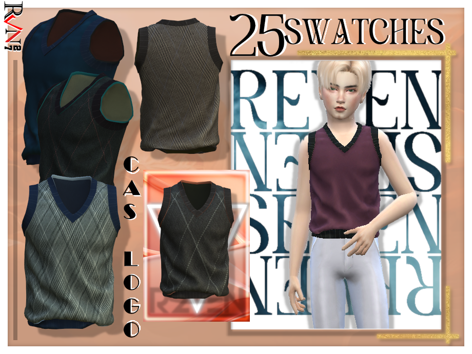 Child's V-neck Pullover Sweater Vest - Screenshots - The Sims 4 Create ...
