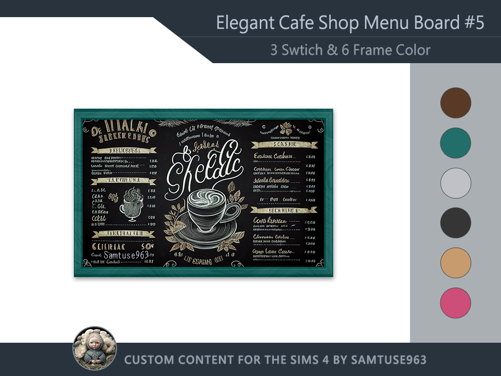 Elegant Cafe Shop Menu Board #5 Samtuse963 - The Sims 4 Build / Buy ...
