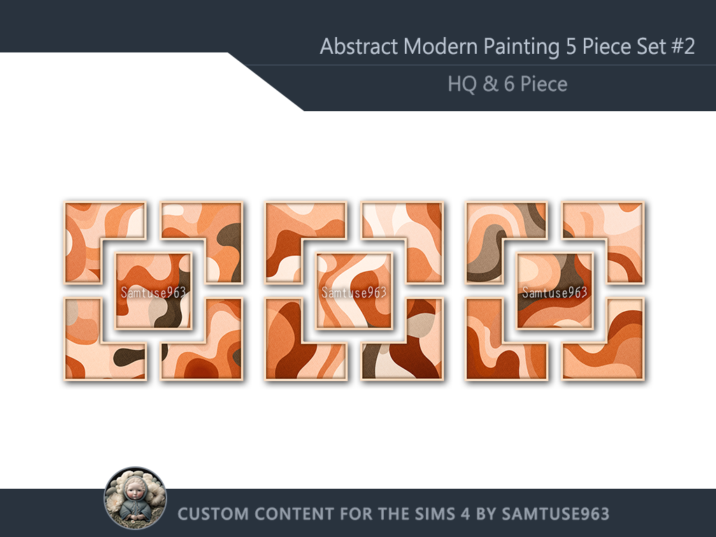 HQ Abstract Modern Painting 5 Piece Set #2 Sellable Samtuse963 - The Sims 4 Build / Buy - CurseForge