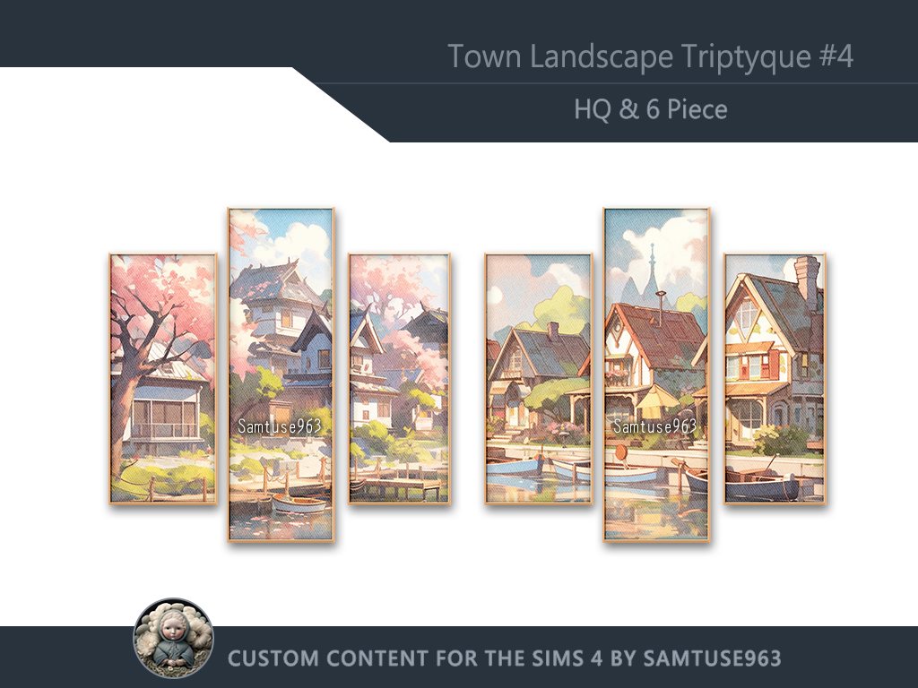 HQ Town Landscape Triptych #4 Sellable Extra B Samtuse963 - Gallery - The Sims 4 Build / Buy ...