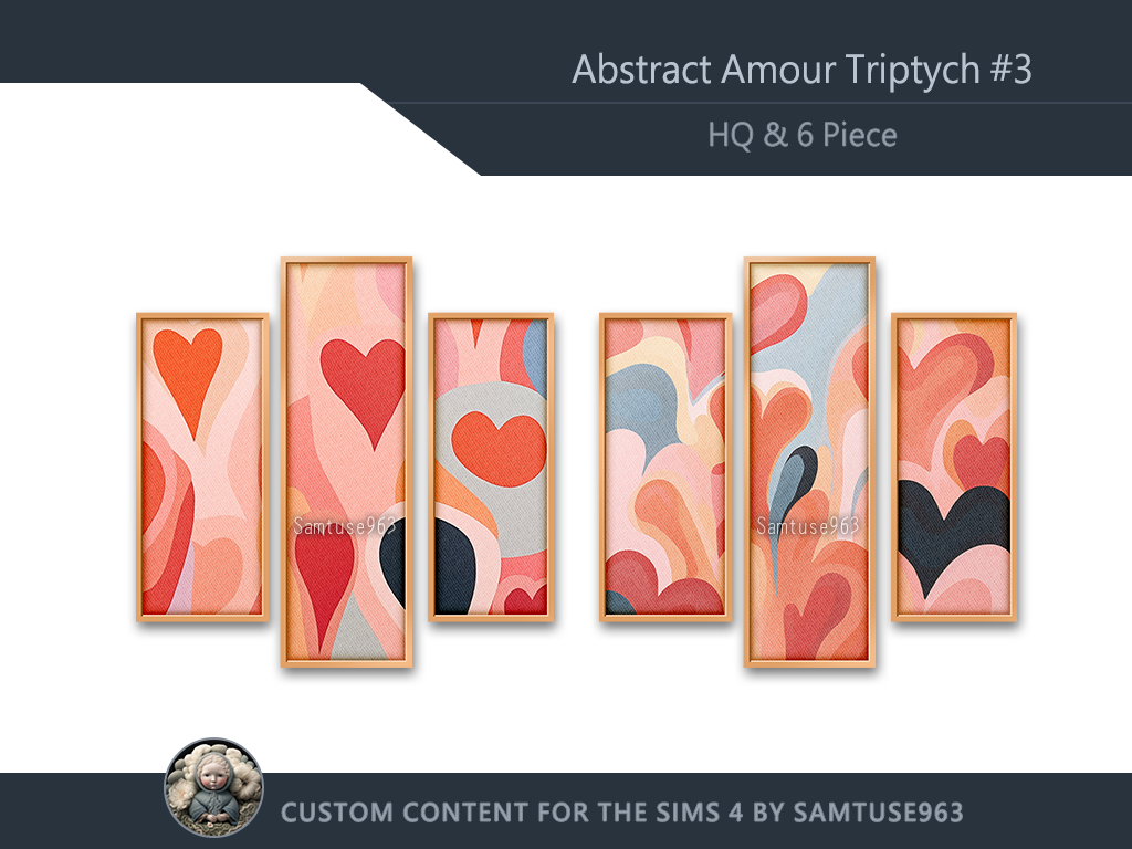 HQ Abstract Amour Triptych #3 Sellable Extra B Samtuse963 - The Sims 4 Build / Buy - CurseForge