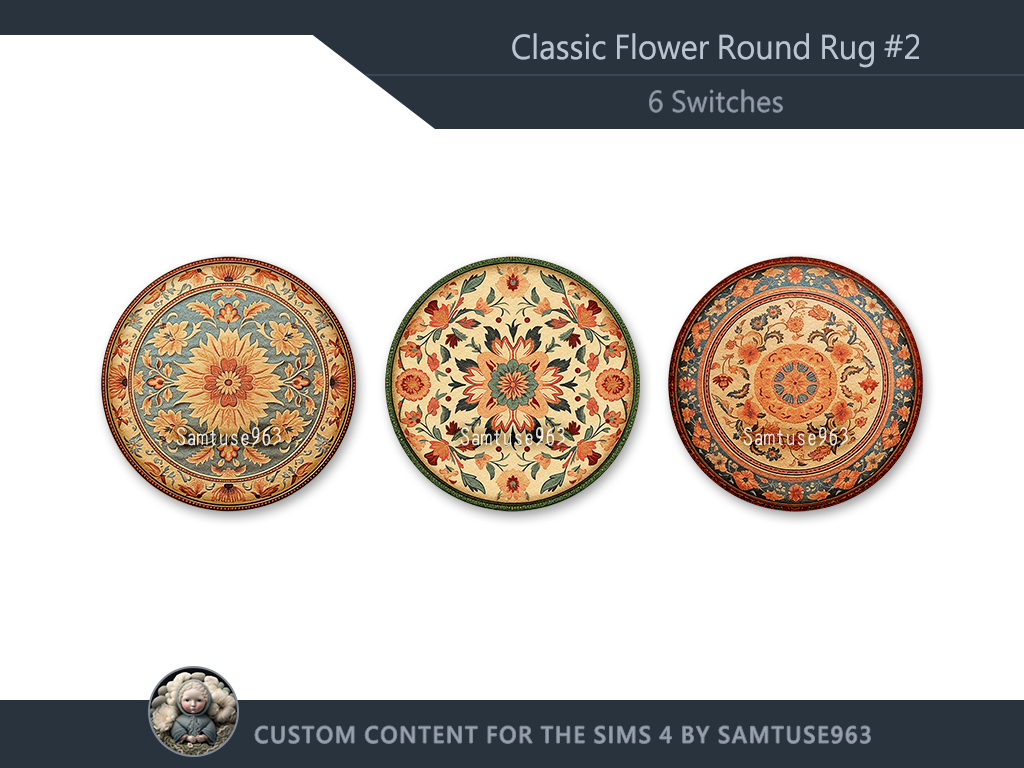 Classic Flower Round Dance Rug #2 Samtuse963 - The Sims 4 Build / Buy ...