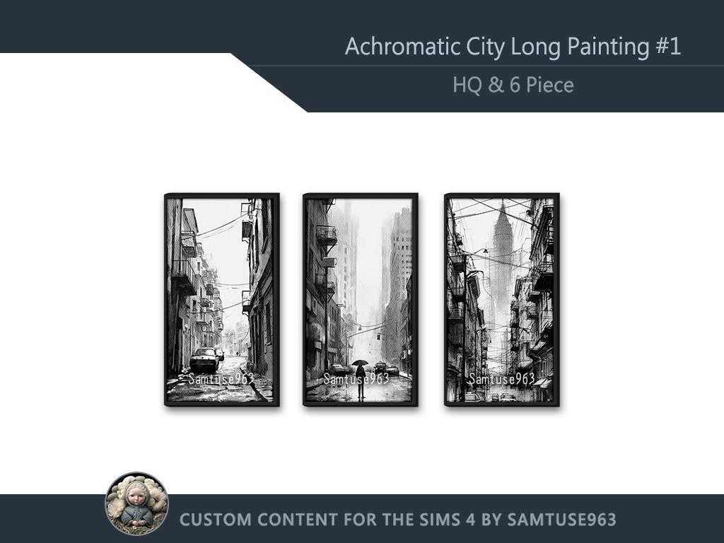 HQ Achromatic City Long Painting #1 Sellable Extra D Samtuse963 - The Sims 4 Build / Buy ...