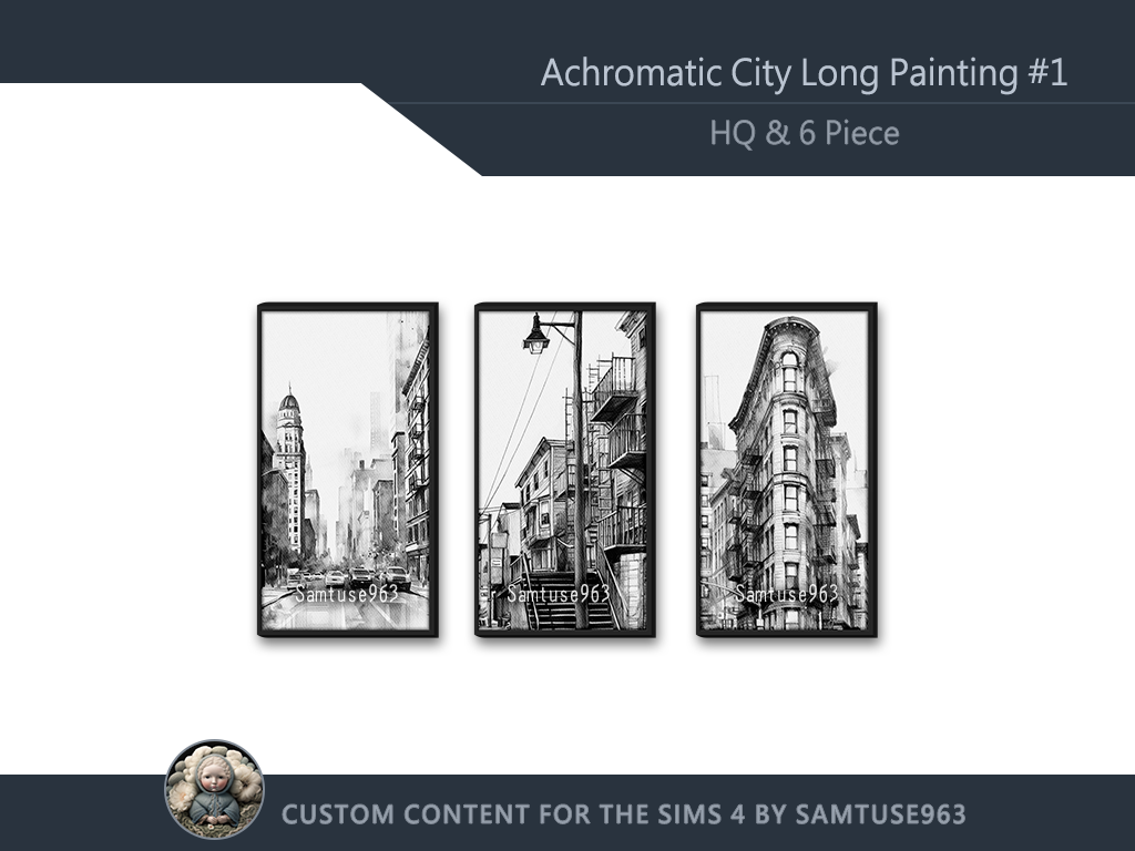 HQ Achromatic City Long Painting #1 Sellable Extra D Samtuse963 - The Sims 4 Build / Buy ...