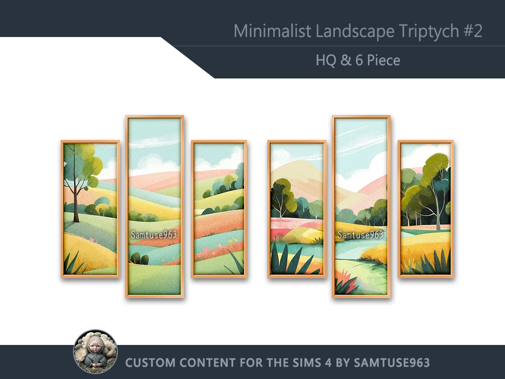 HQ Minimalist Landscape Triptych #2 Sellable Extra B Samtuse963 - The Sims 4 Build / Buy ...