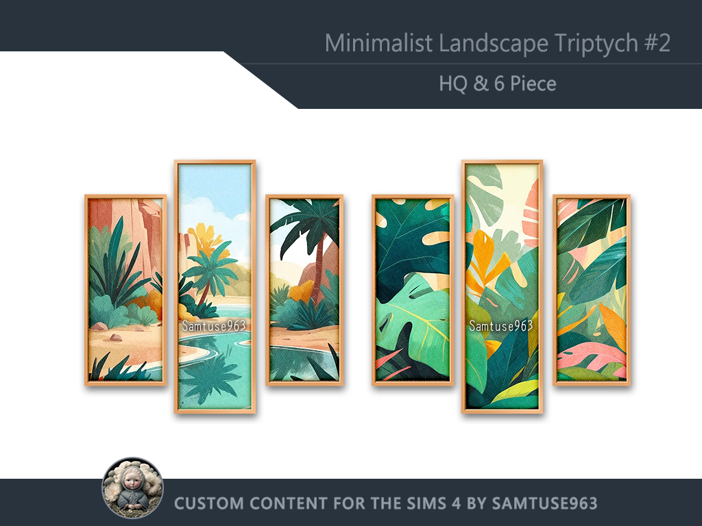 HQ Minimalist Landscape Triptych #2 Sellable Extra B Samtuse963 - The Sims 4 Build / Buy ...