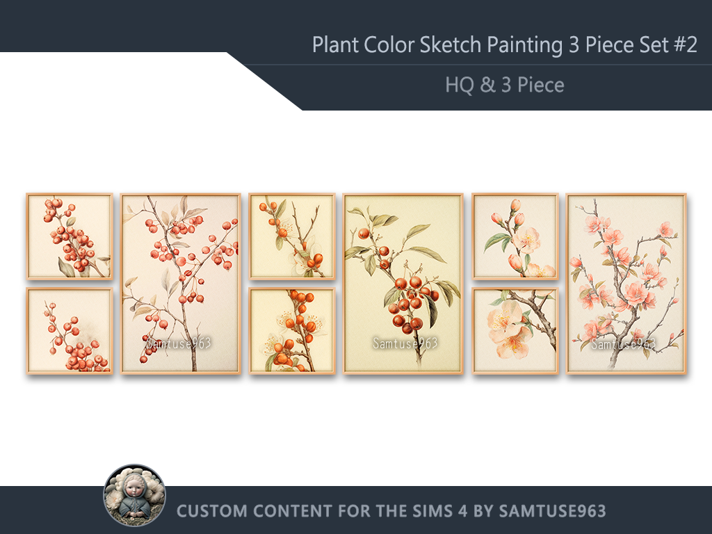 HQ Plant Color Sketch Painting 3 Piece Set #2 Sellable Extra F Samtuse963 - Gallery - The Sims 4 ...