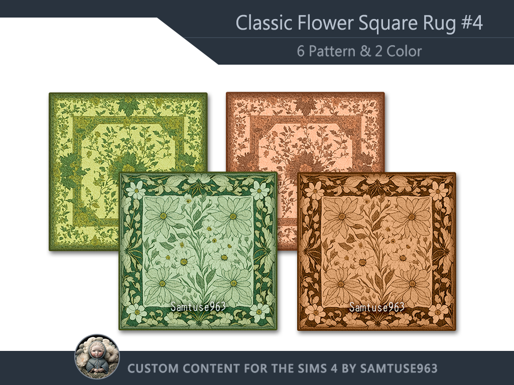 Classic Flower Square Dance Rug #4 Samtuse963 - The Sims 4 Build / Buy ...