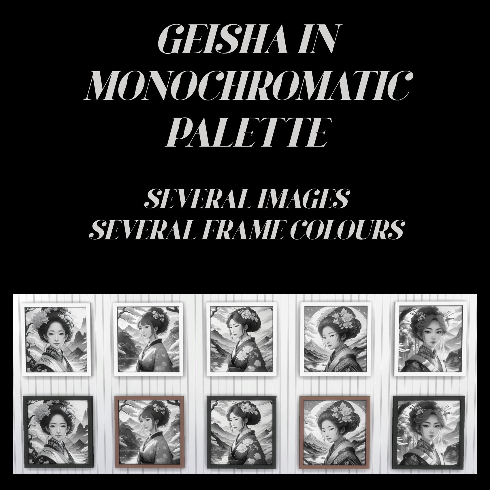 Japanese Journeys- Geisha in Monochromatic Palette Paintings - Gallery ...