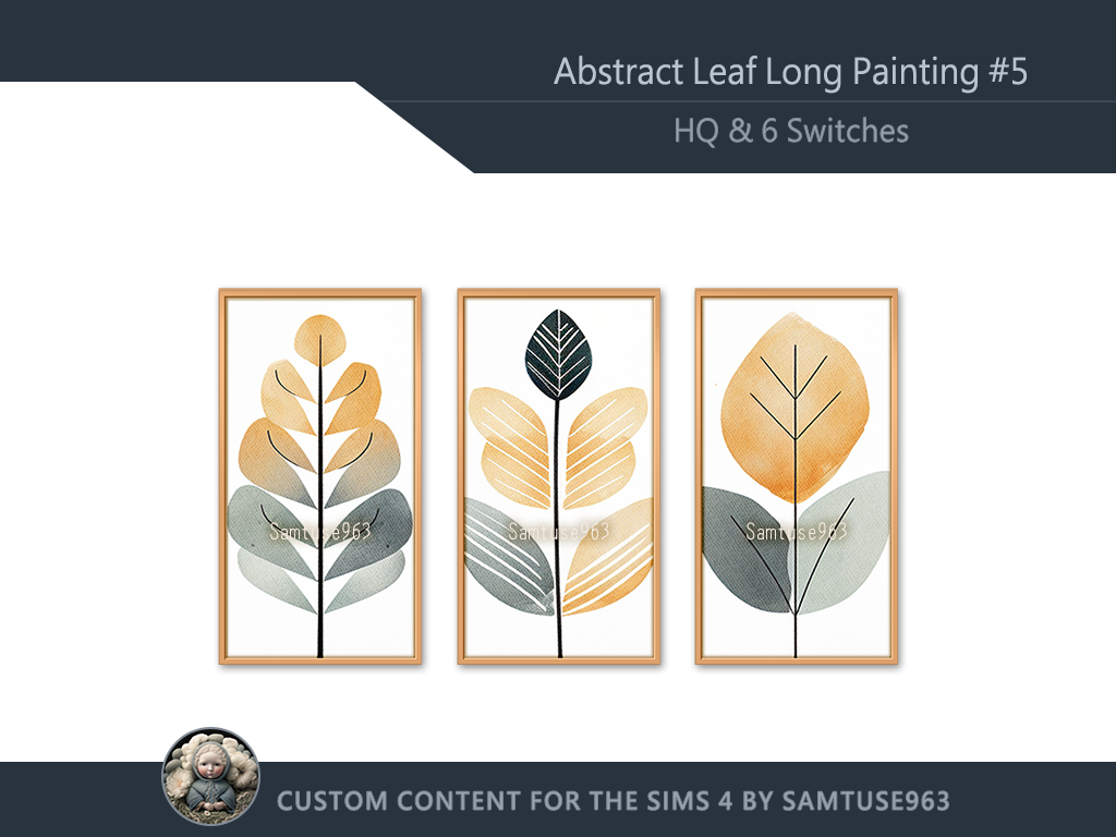 HQ Abstract Leaf Long Painting #5 Sellable Extra D Samtuse963 - The Sims 4 Build / Buy - CurseForge