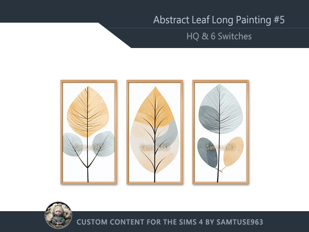 HQ Abstract Leaf Long Painting #5 Sellable Extra D Samtuse963 - The Sims 4 Build / Buy - CurseForge