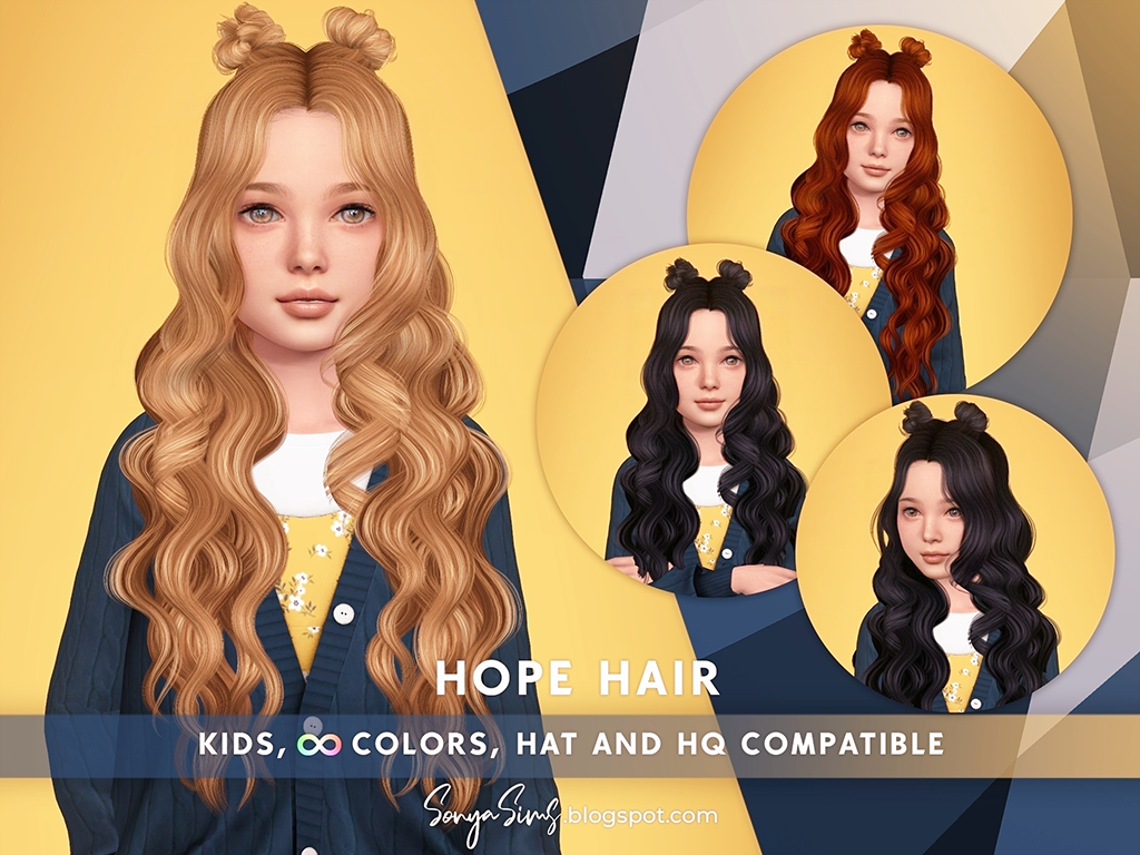 SONYASIMS - HOPE HAIR KIDS - The Sims 4 Create a Sim - CurseForge