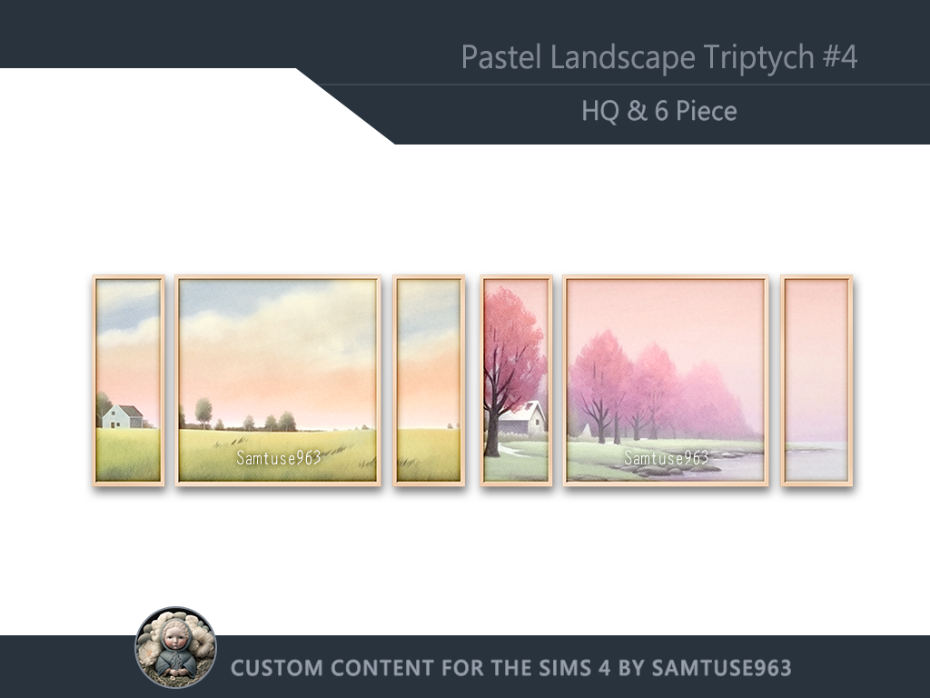 HQ Pastel Landscape Triptych #4 Sellable Extra E Samtuse963 - The Sims 4 Build / Buy - CurseForge