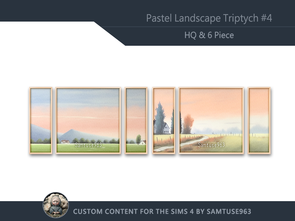 HQ Pastel Landscape Triptych #4 Sellable Extra E Samtuse963 - The Sims 4 Build / Buy - CurseForge