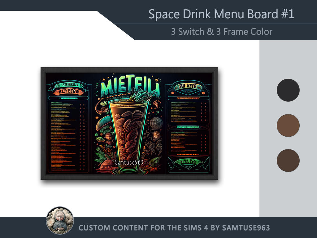 Space Drink Menu Board #1 Samtuse963 - The Sims 4 Build / Buy - CurseForge