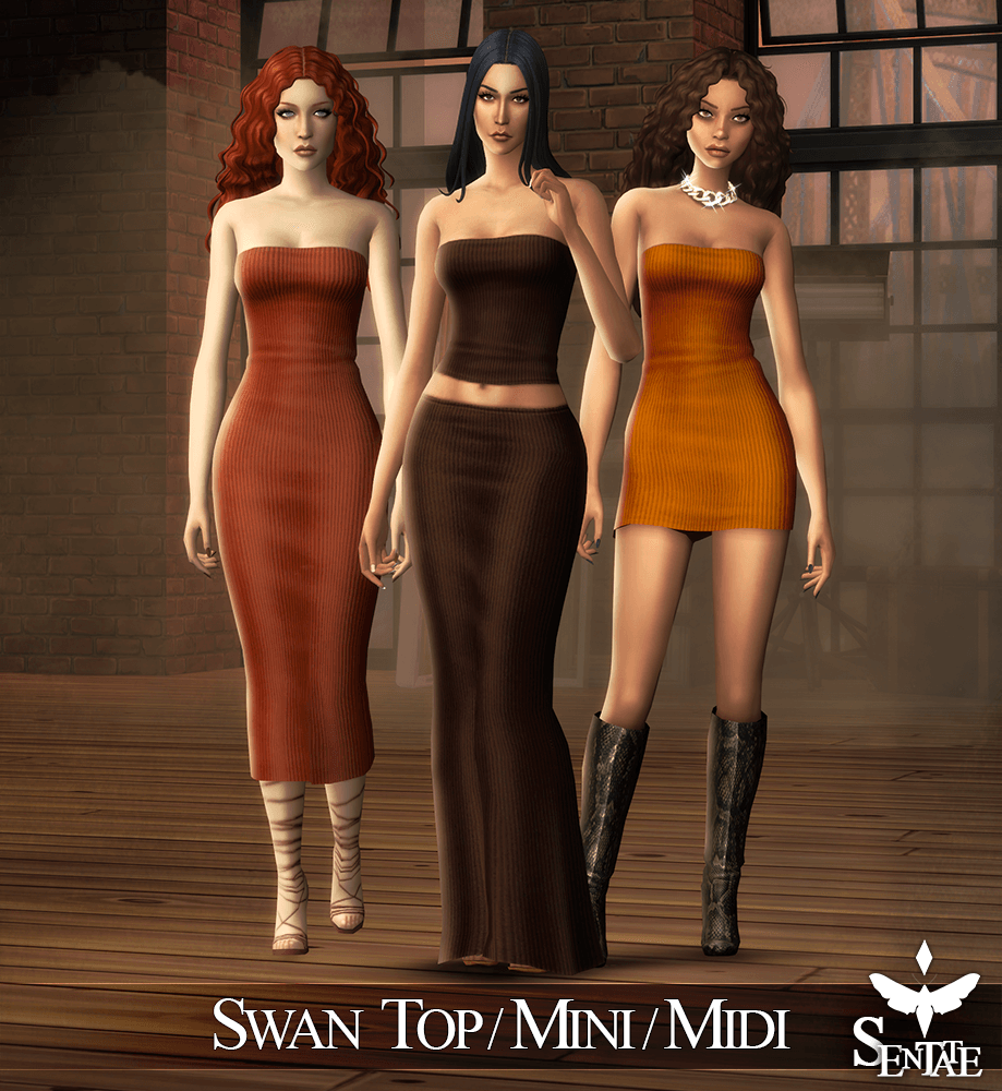 Swan Midi Dress - The Sims 4 Create a Sim - CurseForge