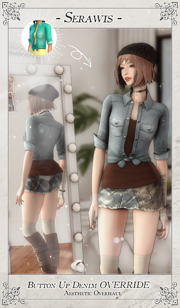 - SERAWIS - Aesthetic Overhaul (button up denim override) - The Sims 4 ...