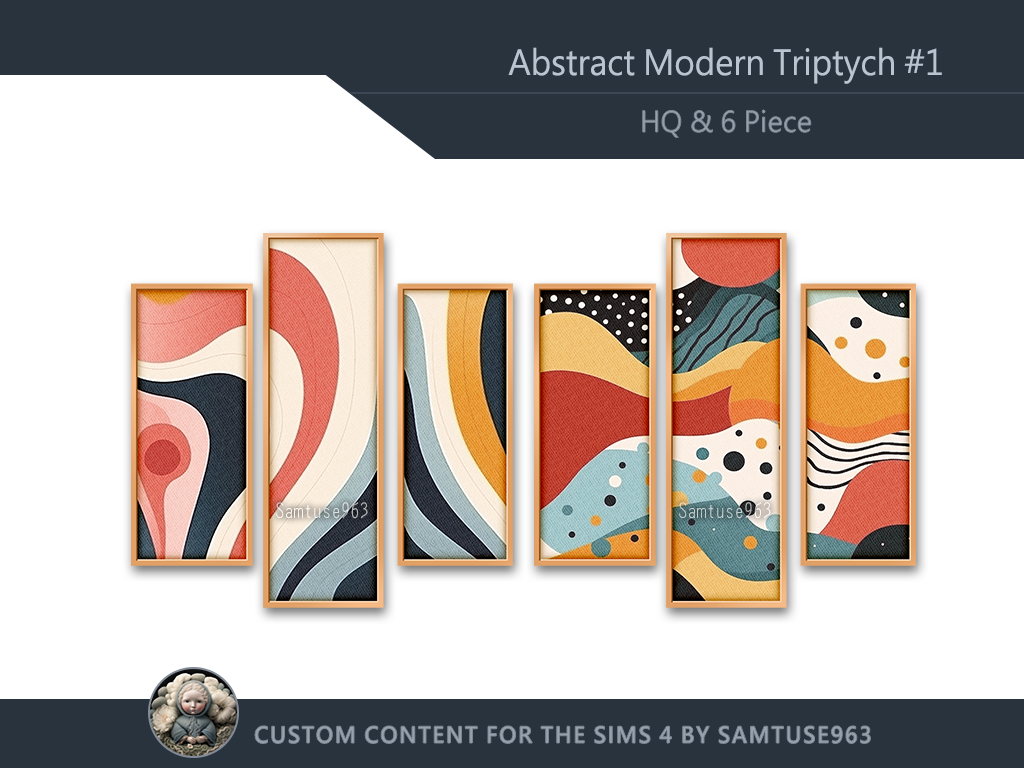 HQ Abstract Modern Triptych #1 Sellable Extra B Samtuse963 - The Sims 4 Build / Buy - CurseForge