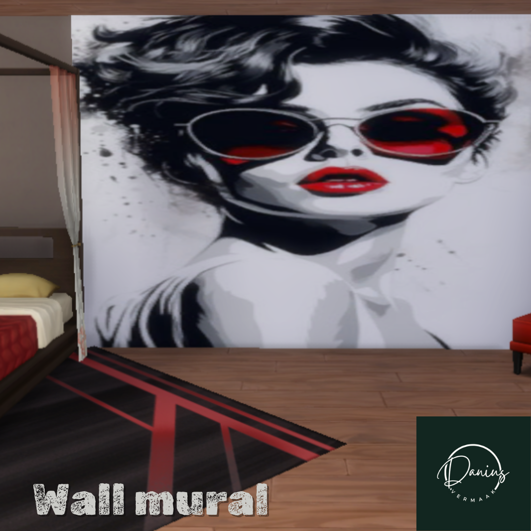 Danius modern red and white mural set - Basegame compatible - Gallery ...
