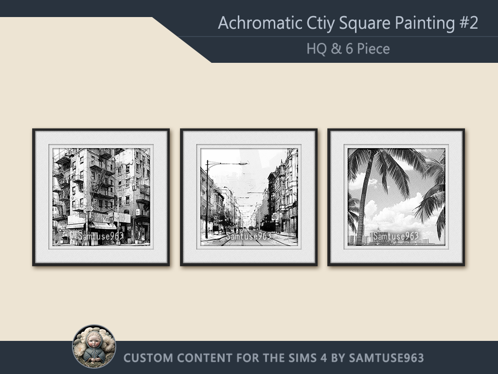 HQ Achromatic City Square Painting #2 Sellable Extra C Samtuse963 - Gallery - The Sims 4 Build ...