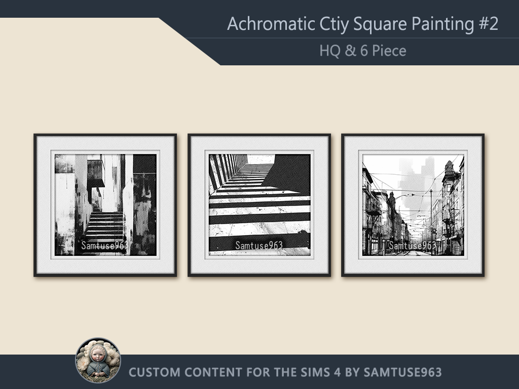 HQ Achromatic City Square Painting #2 Sellable Extra C Samtuse963 - The Sims 4 Build / Buy ...