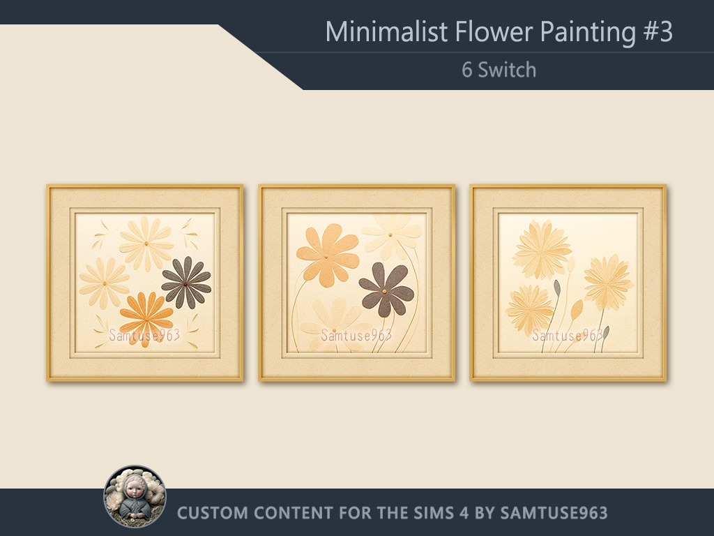 Minimalist Flower Square Painting #3 Sellable Extra C Samtuse963 - Gallery - The Sims 4 Build ...