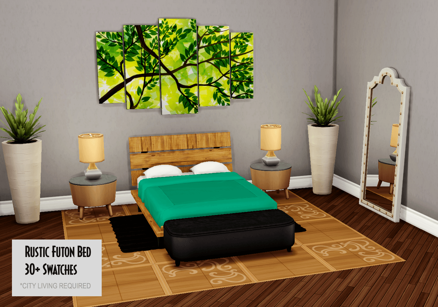 Rustic Futon Bed (30+ swatches) - Gallery - The Sims 4 Build / Buy ...