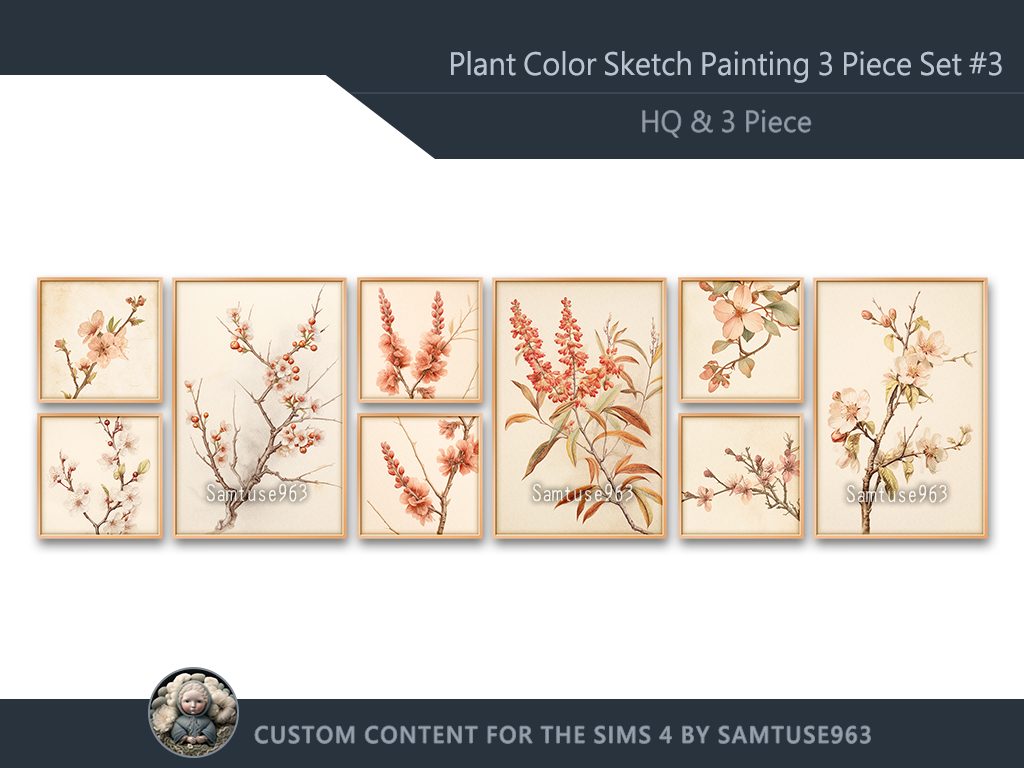 HQ Plant Color Sketch Painting 3 Piece Set #3 Sellable Extra F Samtuse963 - Gallery - The Sims 4 ...