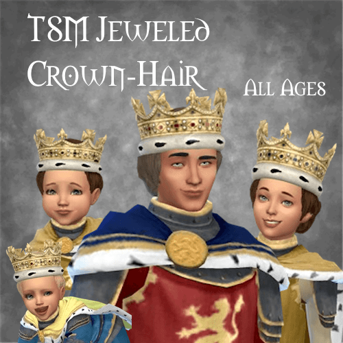 TSM Jewelled Crown with Hair Attached - Gallery - The Sims 4 Create a ...