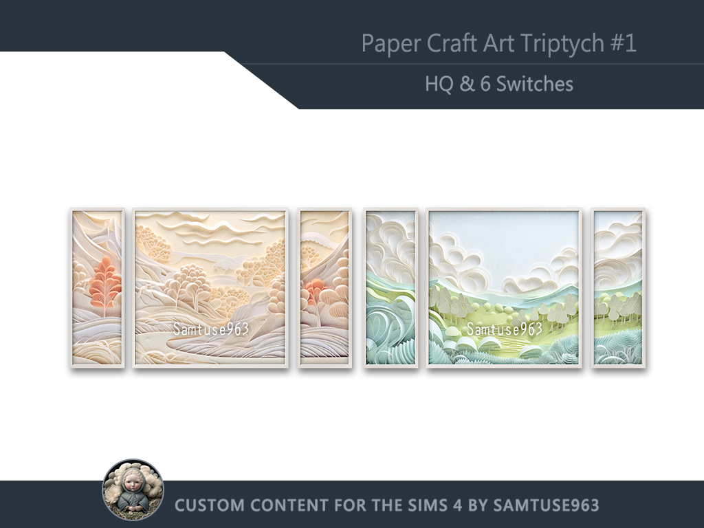 HQ Paper Craft Art Triptych #1 Sellable Extra E Samtuse963 - The Sims 4 ...
