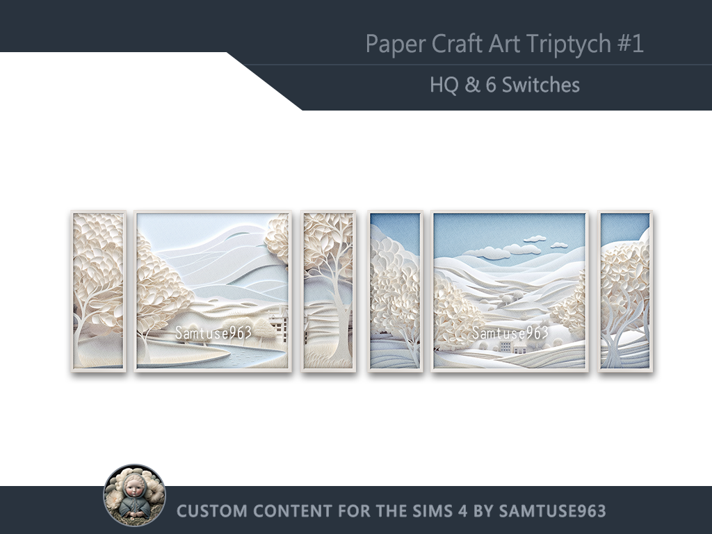 HQ Paper Craft Art Triptych #1 Sellable Extra E Samtuse963 - The Sims 4 Build / Buy - CurseForge