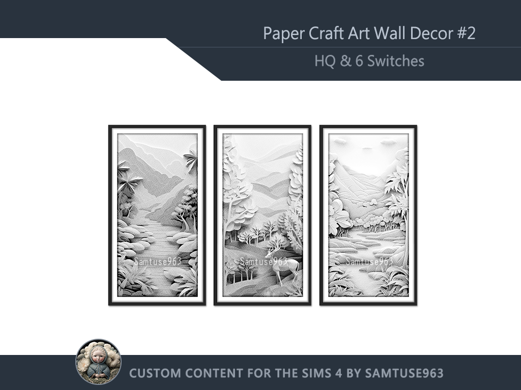 HQ Paper Craft Art Wall Decor #2 Sellable Extra D Samtuse963 - The Sims ...