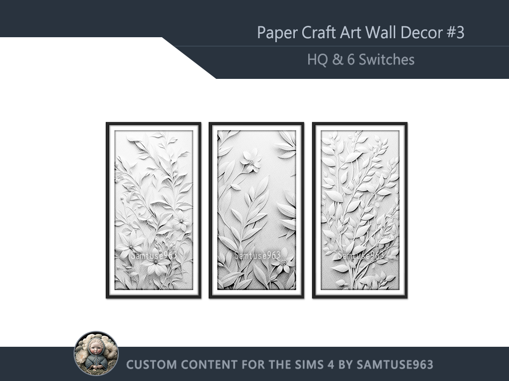 HQ Paper Craft Art Wall Decor #3 Sellable Extra D Samtuse963 - The Sims ...