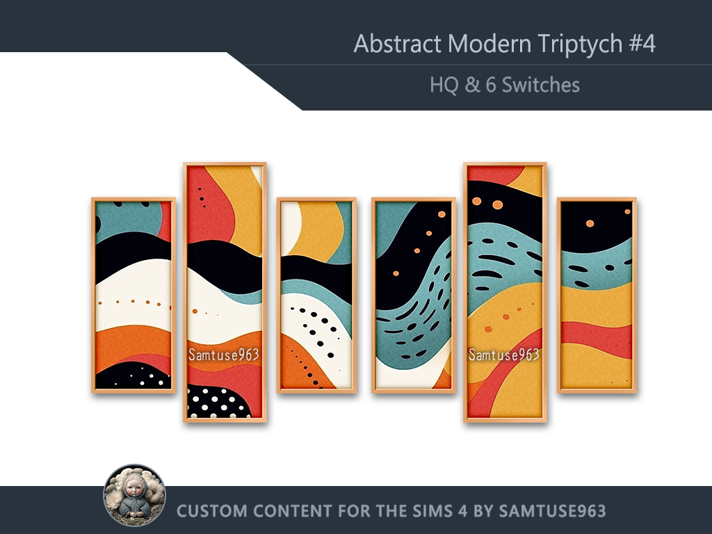 HQ Abstract Modern Triptych #4 Sellable Extra B Samtuse963 - The Sims 4 Build / Buy - CurseForge