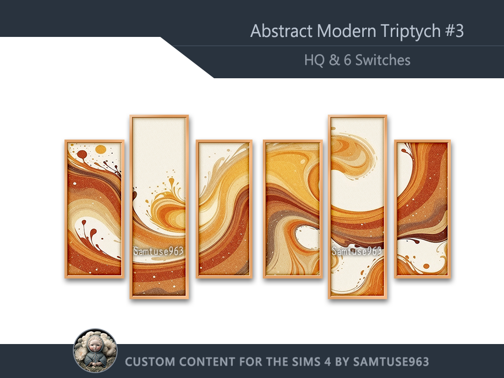 HQ Abstract Modern Triptych #3 Sellable Extra B Samtuse963 - The Sims 4 Build / Buy - CurseForge