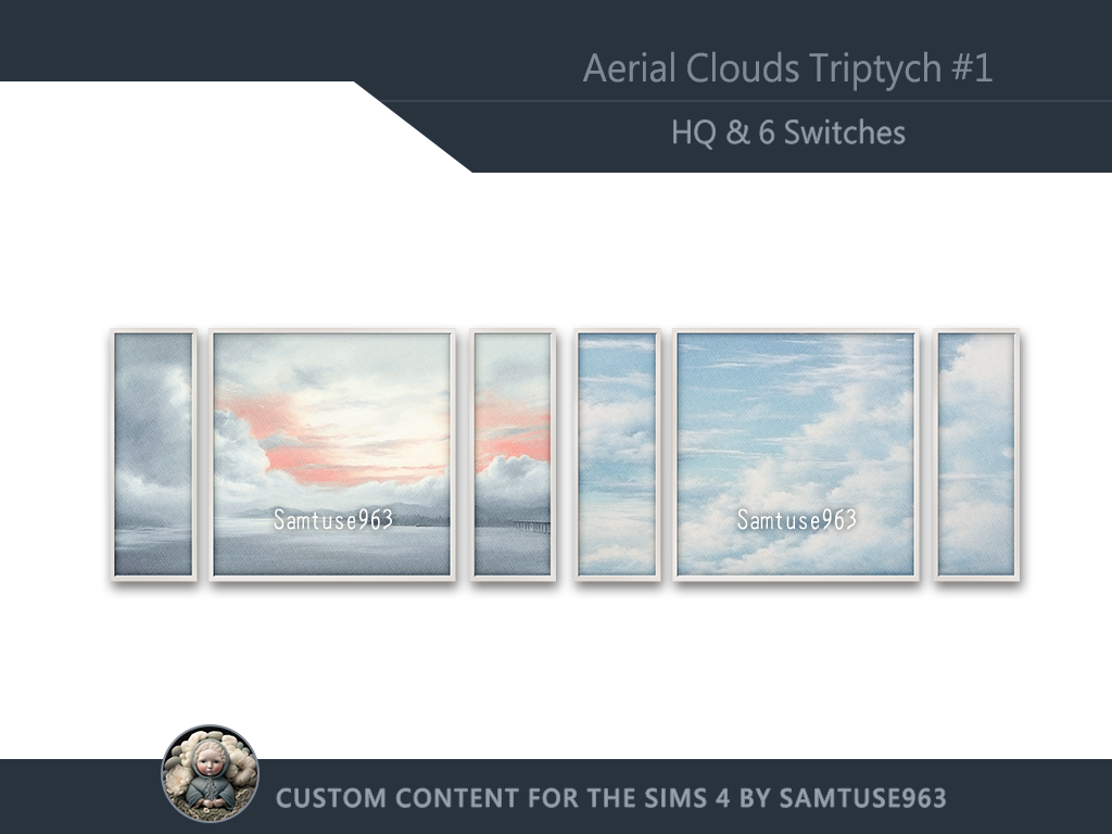 HQ Aerial Clouds Triptych #1 Sellable Extra E Samtuse963 - The Sims 4 ...