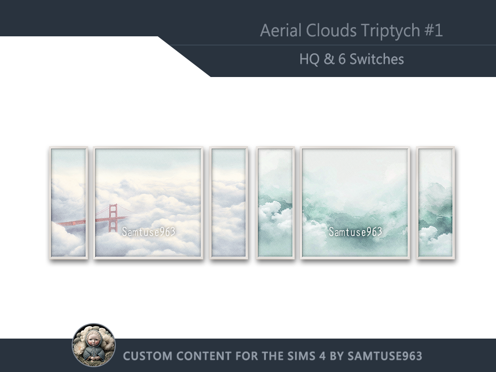 HQ Aerial Clouds Triptych #1 Sellable Extra E Samtuse963 - The Sims 4 ...