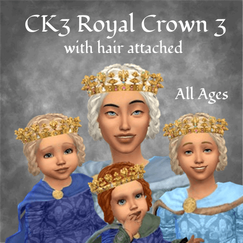 CK3 Royal Crown 3 with Hair Attached - Gallery - The Sims 4 Create a ...