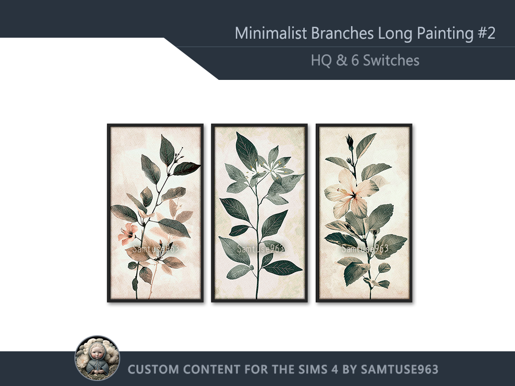 HQ Minimalist Branches Long Painting #2 Sellable Extra D Samtuse963 - The Sims 4 Build / Buy ...