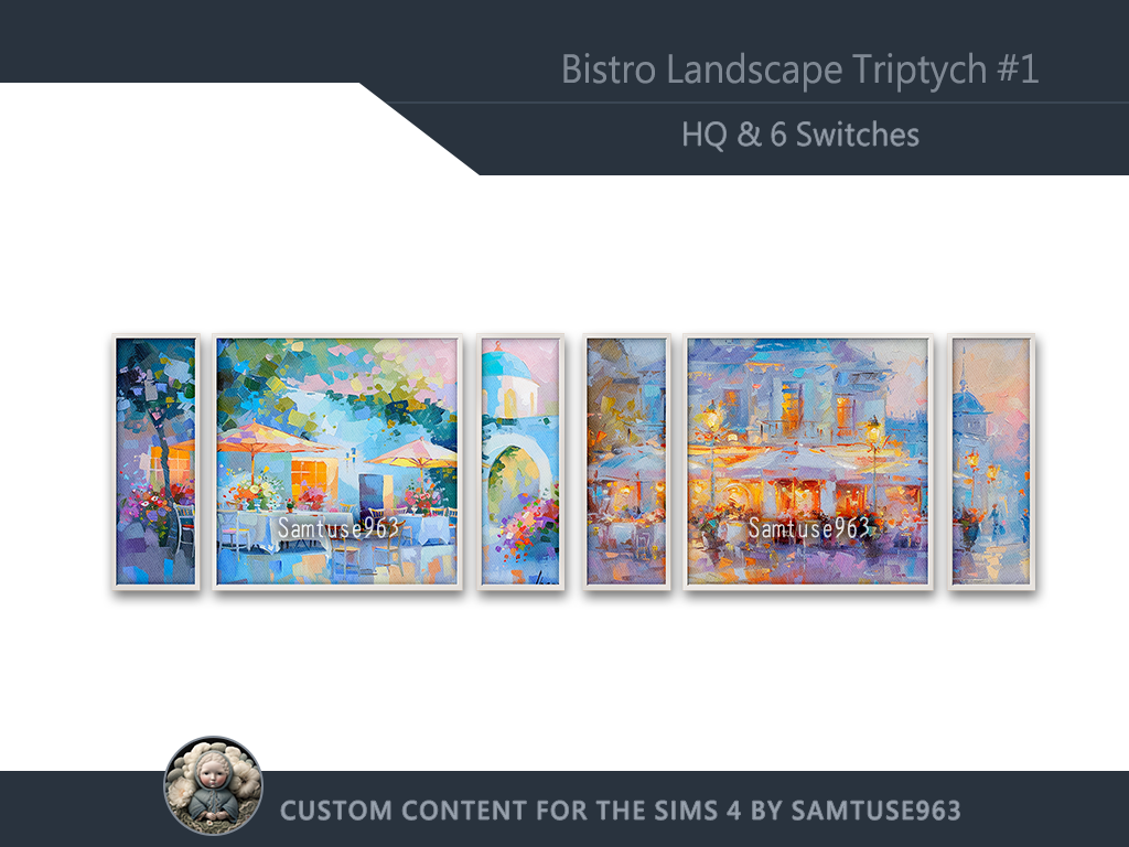 HQ Bistro Landscape Triptych #1 Extra E Samtuse963 - Gallery - The Sims 4 Build / Buy - CurseForge