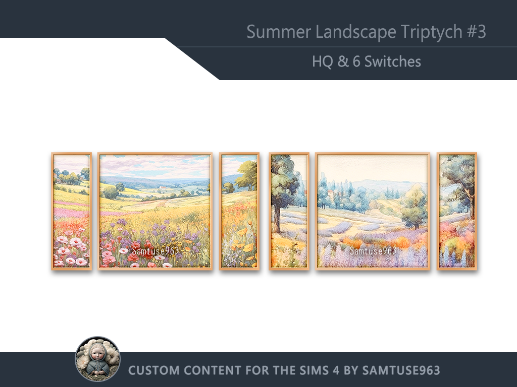 HQ Summer Landscape Triptych #3 Sellable Extra E Samtuse963 - The Sims 4 Build / Buy - CurseForge