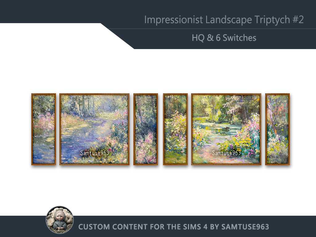 HQ Impressionist Landscape Triptych #2 Sellable Extra E Samtuse963 - The Sims 4 Build / Buy ...