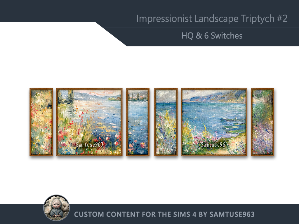 HQ Impressionist Landscape Triptych #2 Sellable Extra E Samtuse963 - The Sims 4 Build / Buy ...