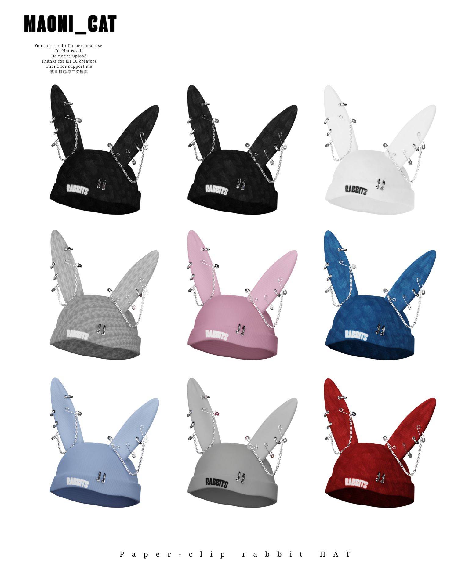Maoni_cat_Paper-clip rabbit HAT - Gallery - The Sims 4 Create a Sim ...
