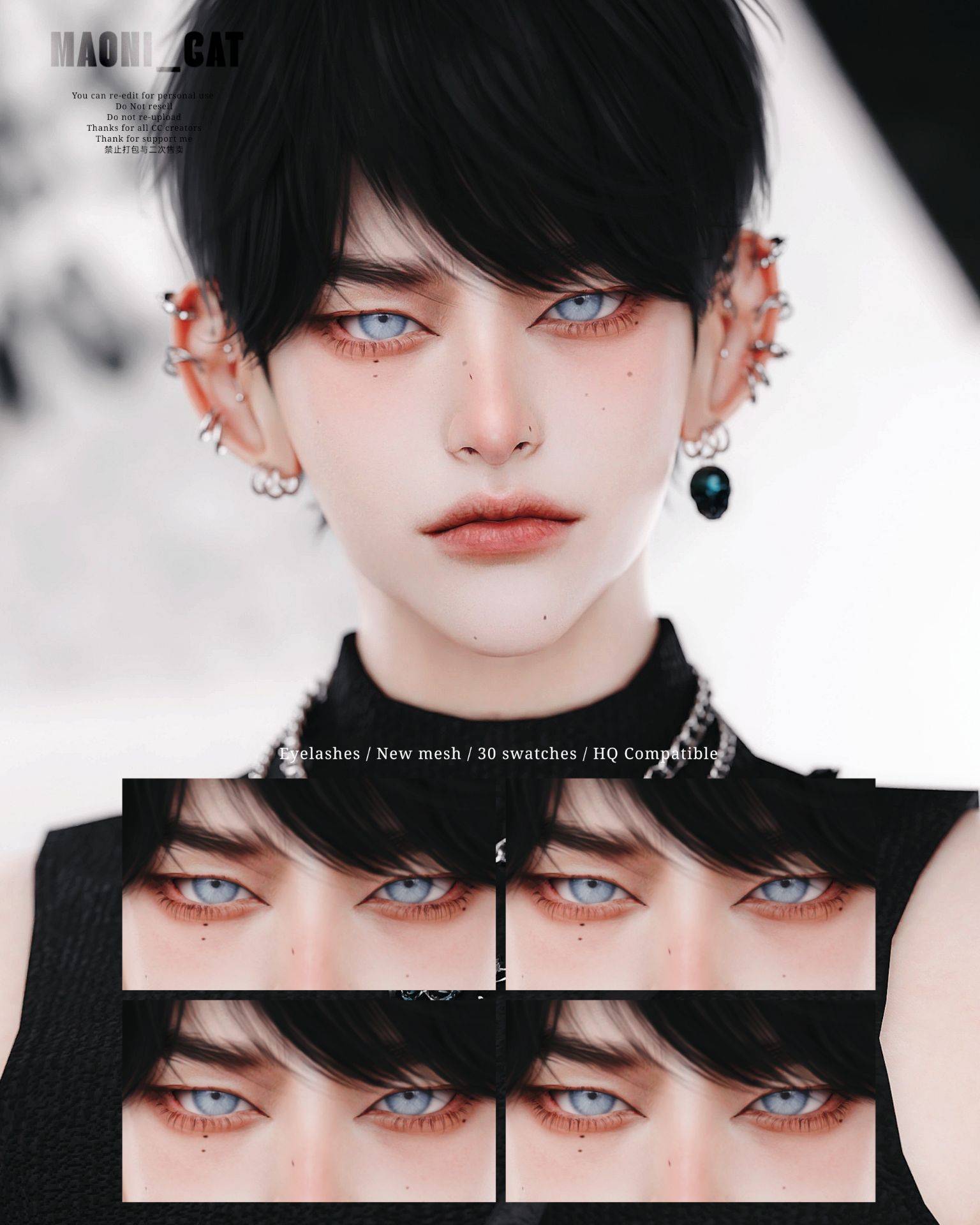 Maoni_cat_Eyelashes 3D-Male - Gallery - The Sims 4 Create a Sim ...