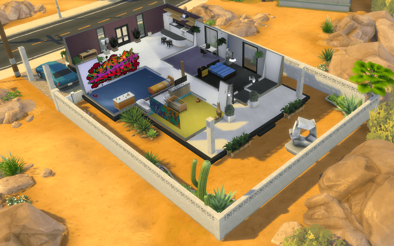 Modern BG starter house (1 floor/4 bed./2bath.) - The Sims 4 Rooms ...