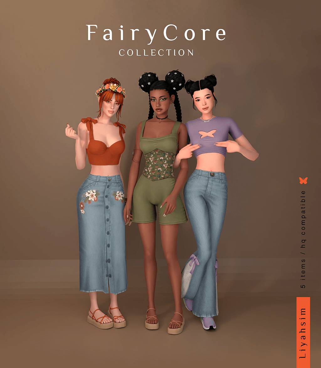 [FairyCore Collection] Long Denim Skirt - Gallery - The Sims 4 Create a ...