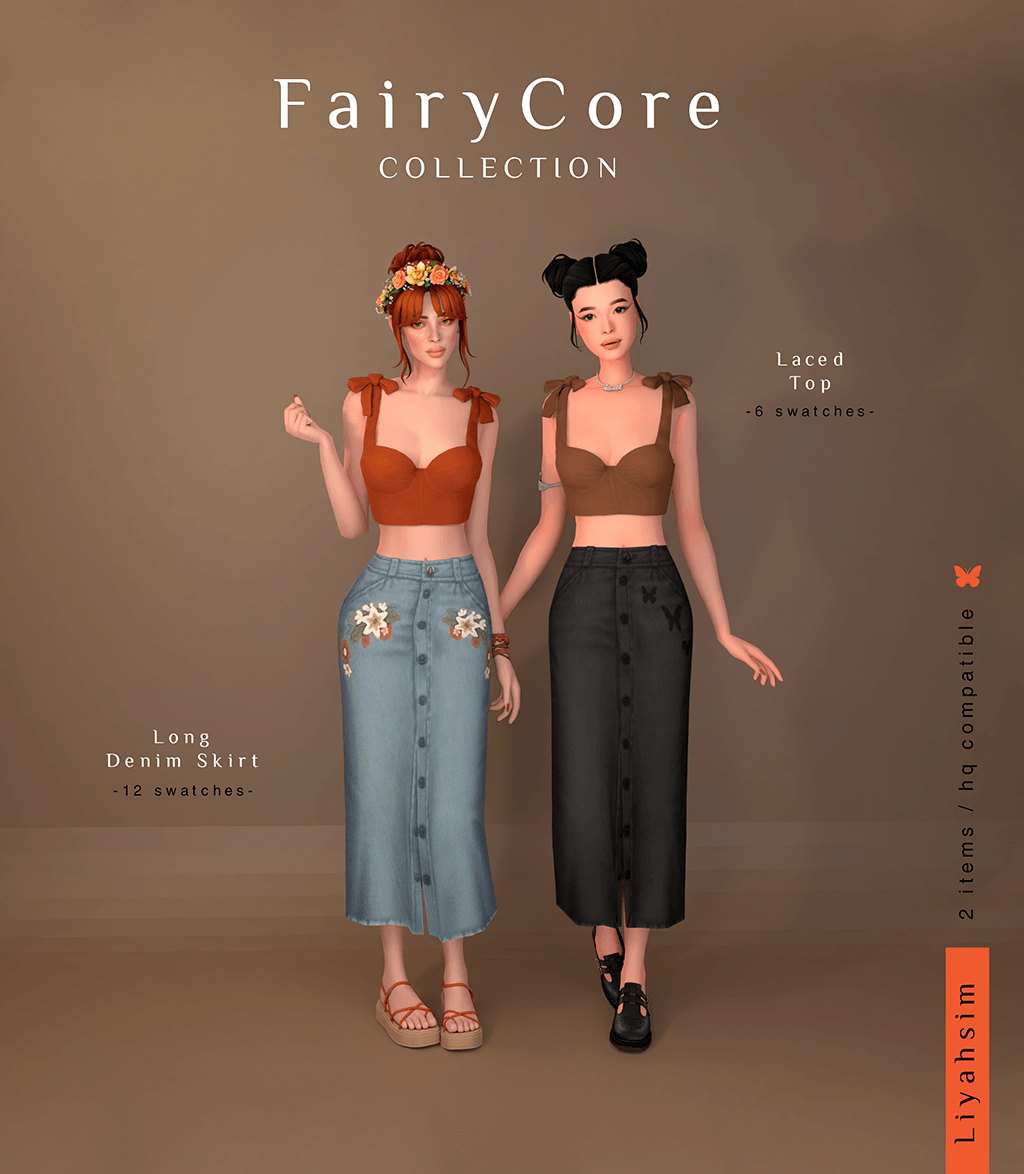 [FairyCore Collection] Long Denim Skirt - Gallery - The Sims 4 Create a ...